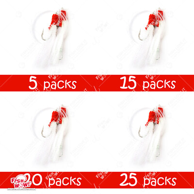 Fish WOW! 5/0 Fishing Shrimp Fly Rigs Ling Rock Cod Rockfish Rig White ...