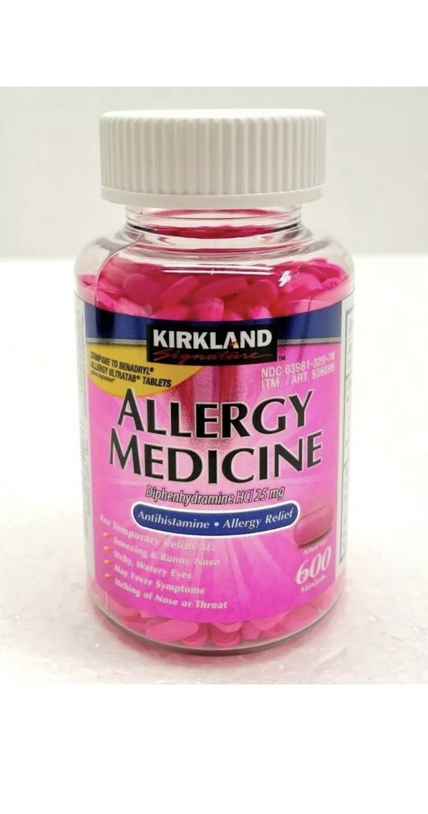 2 Kirkland Signature Allergy Medicine Diphenhydramine HCI 25 Mg, 600 ...