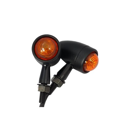 2x Black CNC Torpedo Motorcycle LED Turn Signal Light Harley cafe racer ...