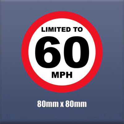LIMITED TO 60 MPH Vehicle Speed Restriction Car Van Truck Vinyl Sticker ...