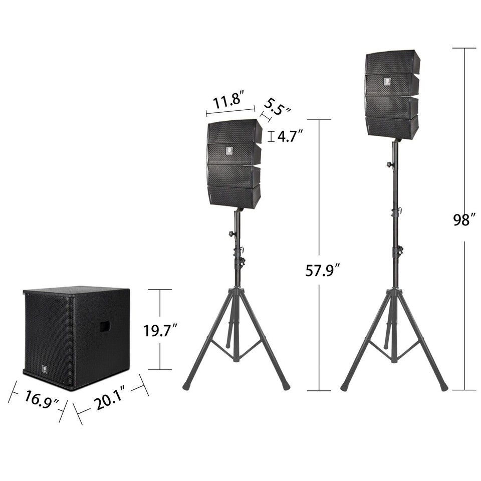 Proreck Club 3500 15'' subwoofer 3000W Powered PA Speaker System Combo ...