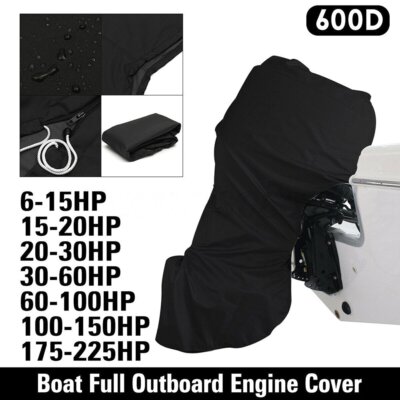 Boat Motor Covers Full Outboard Motor Cover with 600D Heavy Duty 6 ...