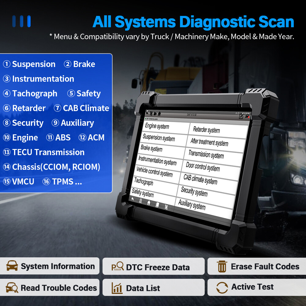 HGV Truck Diagnostic Tool Diesel OBD All System Scanner Tablet DPF ABS ...