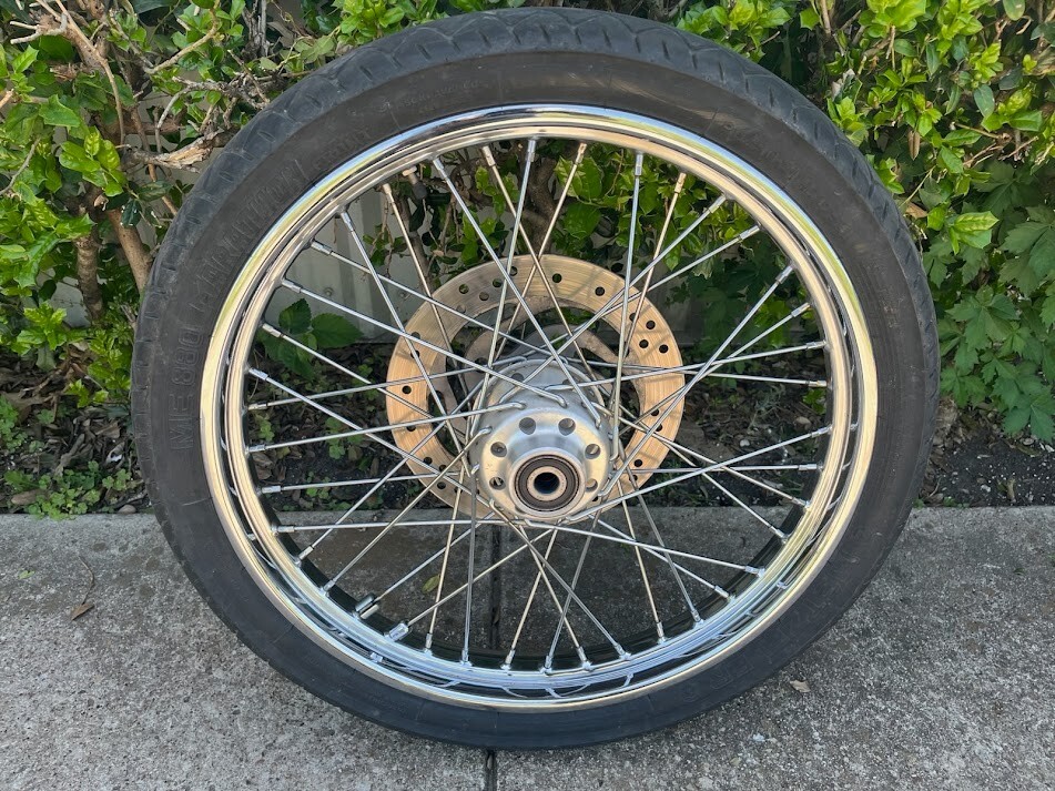 Harley OEM 21" Spoke Wheel Rim with Rotor and Tire Softail 2001-2006 ...