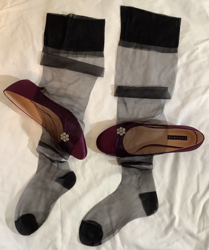 VTG Jet Black Flat Knit Stockings Glossy RHT Seamless Lingerie 4 Pair 9 ...