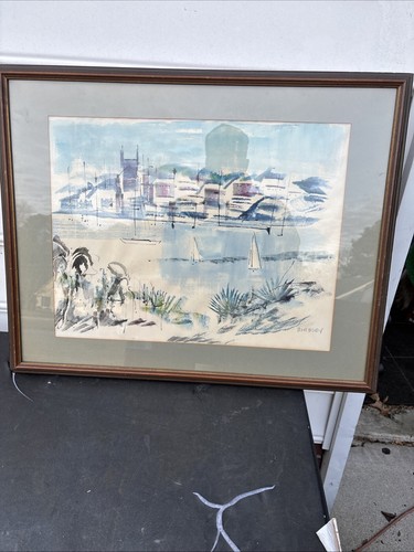Alfred Birdsey Original Watercolor Bermuda Art Framed Painting 23.5 X ...