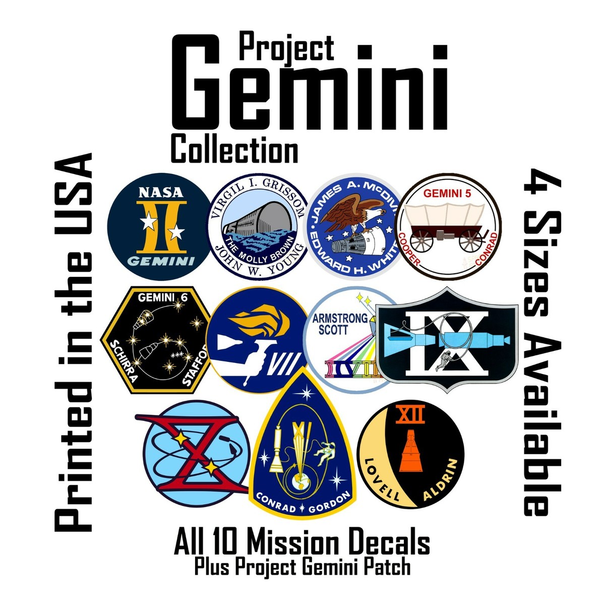 Gemini Missions Nasa Insignia American Spacecraft | All Crewed