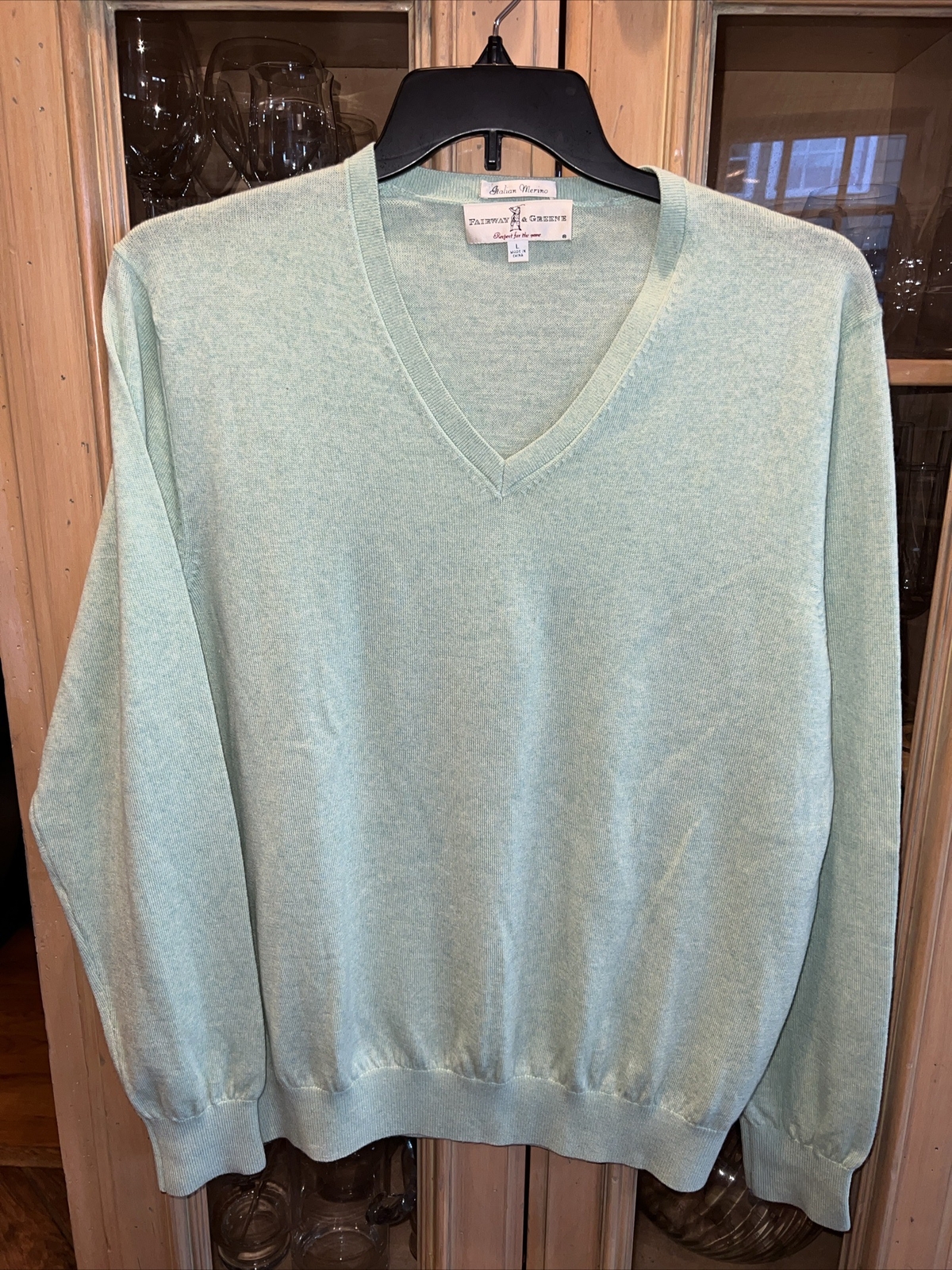 Fairway & Greene Large Italian Merino Wool V-Neck Gol… - Gem