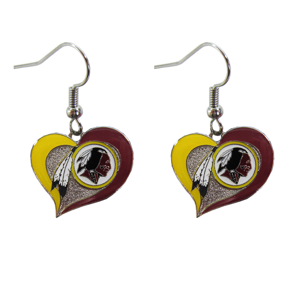 Brand New NFL Washington Redskins Swirl Heart Earring Dangle Charm | eBay