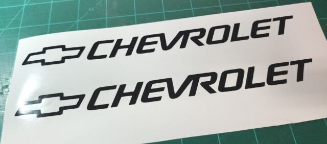 Chevy BowTie OUTLINE with Text Vinyl Decals PAIR decals! Pick size and ...