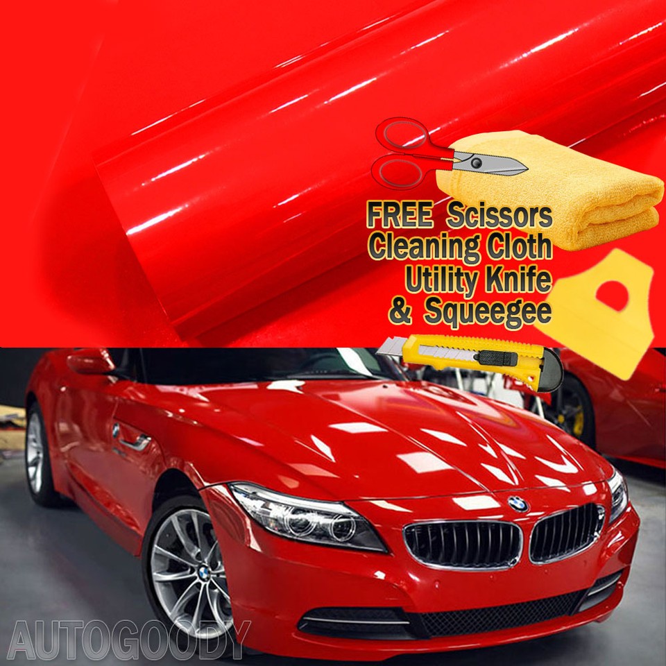 48" x 60" Super Gloss Red Vinyl Film Wrap Sticker Air Bubble Free 4ft x ...