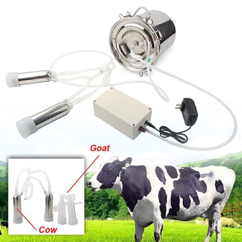 5L Electric Milking Machine Vacuum Impulse Pump Cow Milker Stainless ...