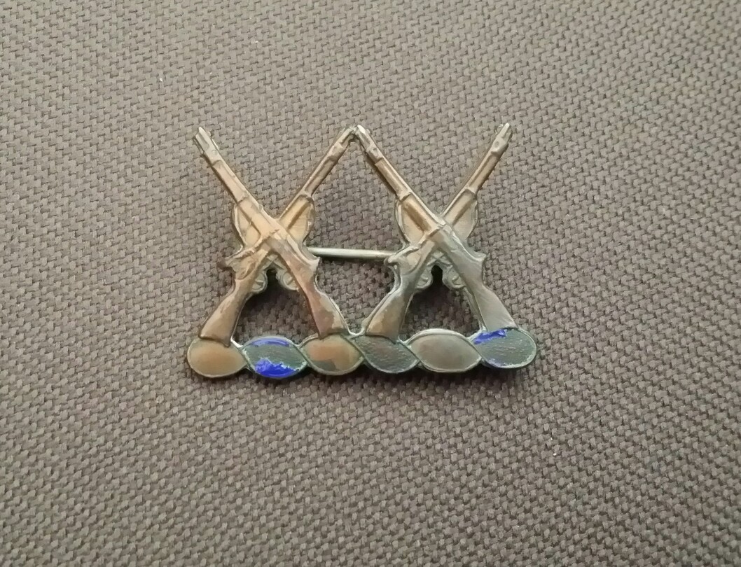 US ARMY CROSSED RIFLES PIN BADGE INSIGNIA WITH BLUE ENAMEL | eBay