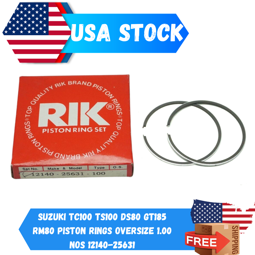 Suzuki TC100 TS100 DS80 GT185 RM80 Piston Rings Oversize 1.00 NOS 12140 ...
