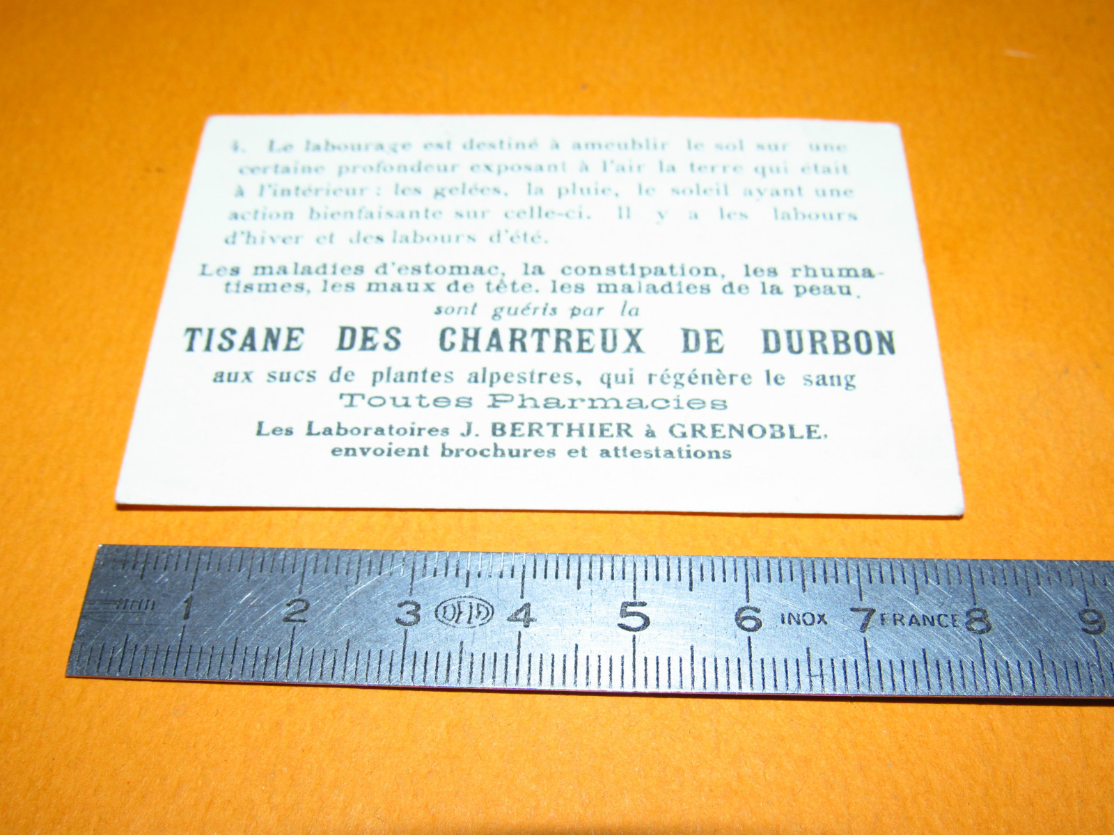 CHROMO 1910-1920 TISANE DES CHARTREUX DE DURBON LABOURAGE CULTURE DE LA ...