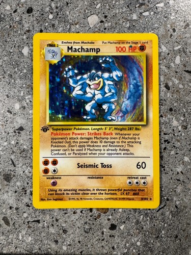 Pokemon TCG GREEN DOT ERROR 1st Edition Machamp 8/102 Base Set Holo ...