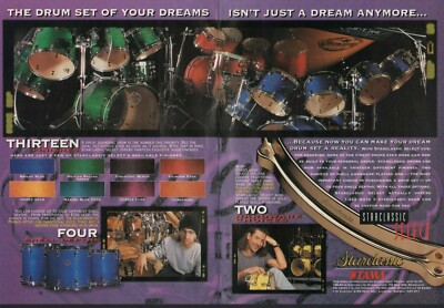 1996 2pg Print Ad of Tama Starclassic Drum Kit w Simon Phillips & Tim ...