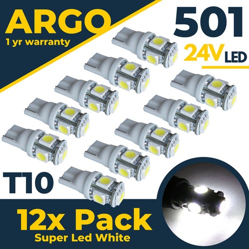 24v 501 Led White Side Light 507 W5W Smd T10 Hella Capless Bulbs HGV ...