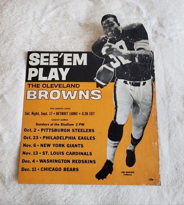 1960 Jim Brown Cleveland Browns Die-Cut Advertising Schedule SUPER RARE ...