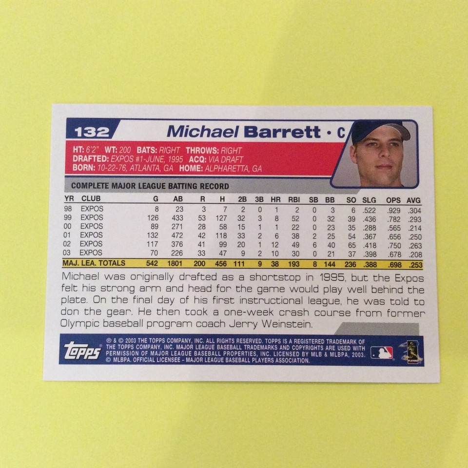 2004 Topps #132 Michael Barrett Montreal Expos | eBay