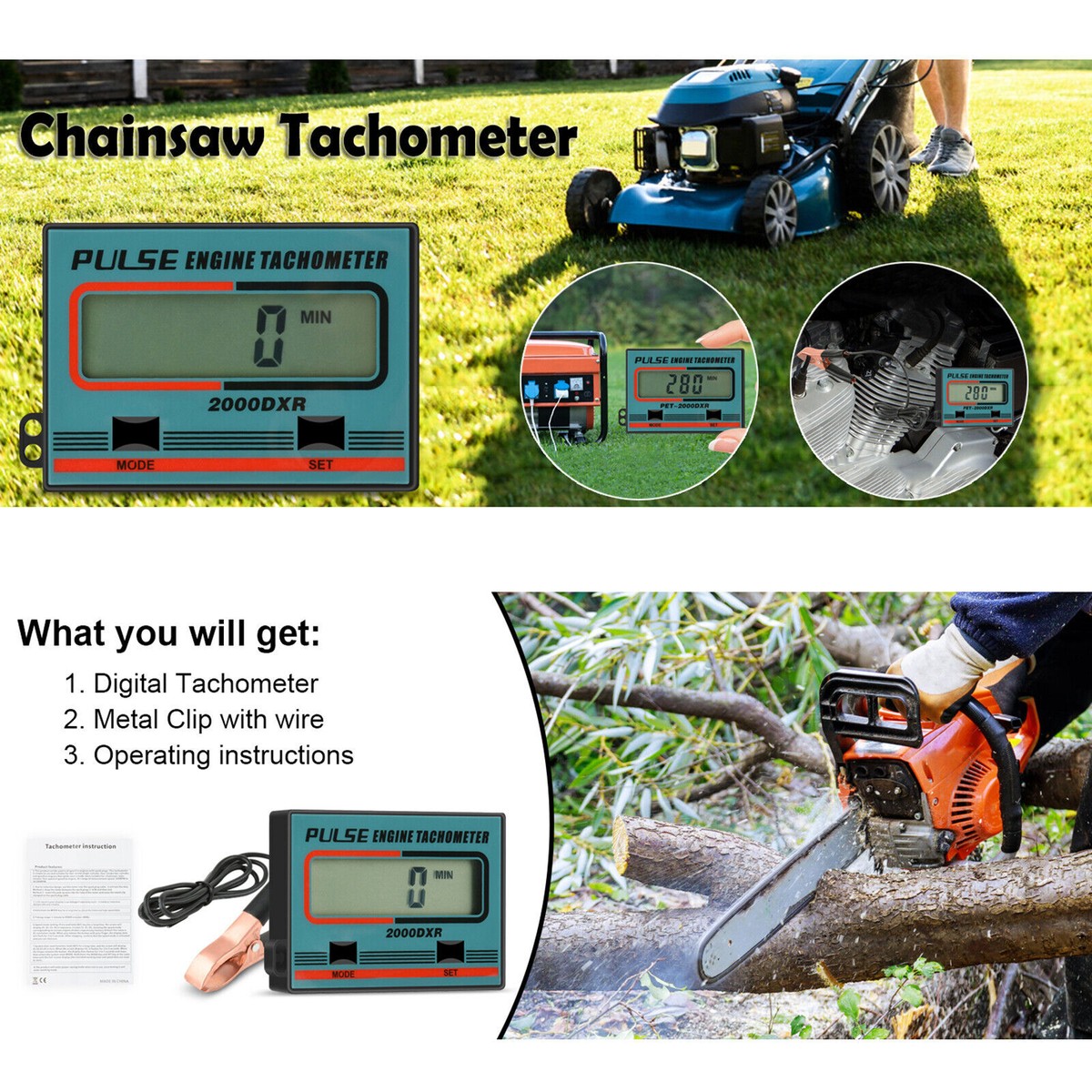 Tachometer For Small Engine,Inductive Hour Meter For 2 Stroke & 4