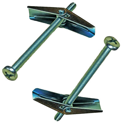 10 x Plasterboard Spring Toggle Fixings with Screws Hollow Cavity Wall ...