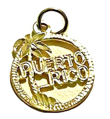 14k Yellow Gold Puerto Rico Island Pendant Charm | eBay