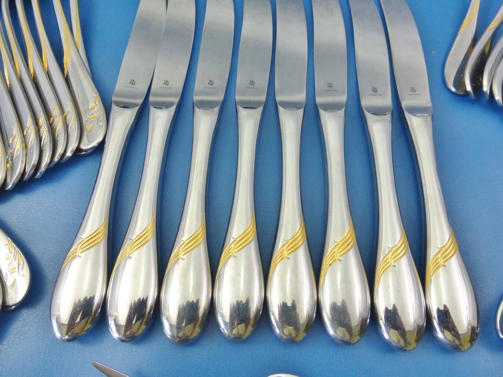 45 Pce WMF Cromargan GOLDEN IMPRESSIONS Stainless Full Flatware Set ...