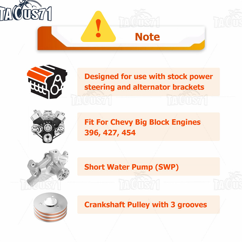 Aluminum Fit Big Block Chevy Crankshaft Pulley 396 427 454 SWP BBC ...