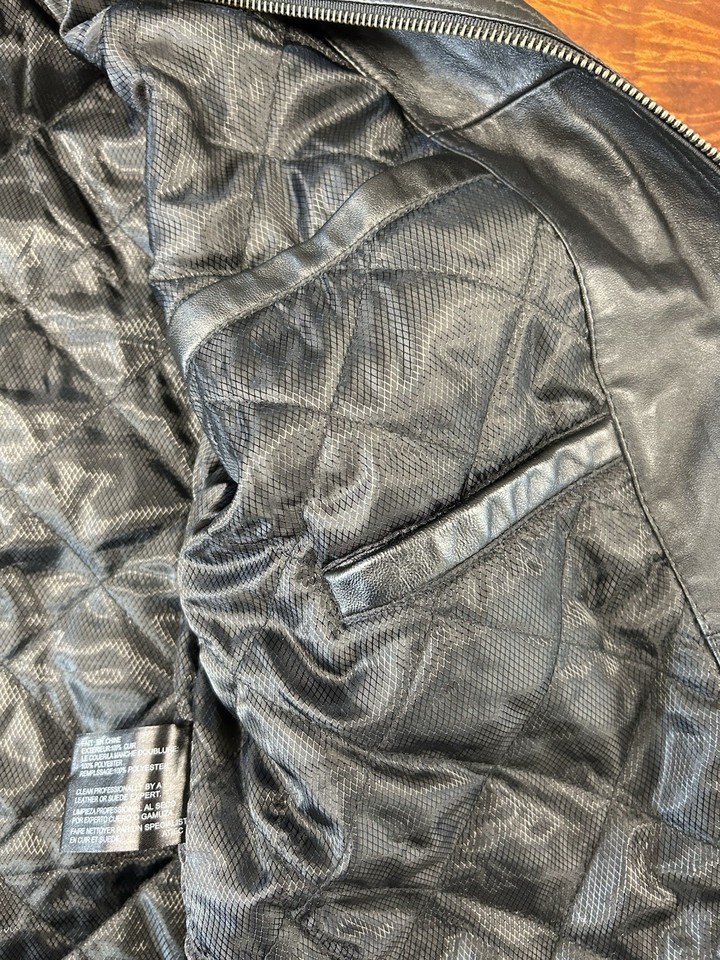 Excelled Men’s Collection Leather Motorcycle Jacket Sz Large Black Zip ...