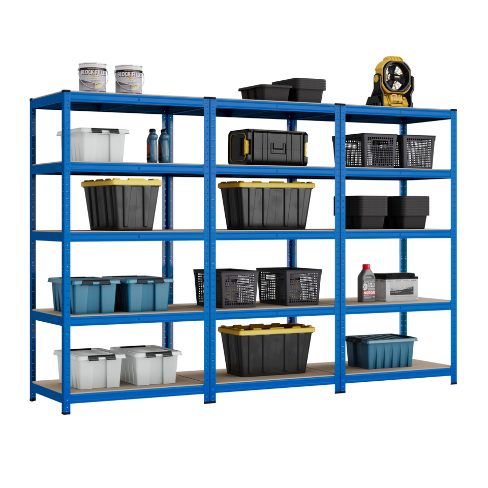 3 BAY MEGA DEAL Garage Shelves Shelving 5 Tier Unit Racking Boltless ...
