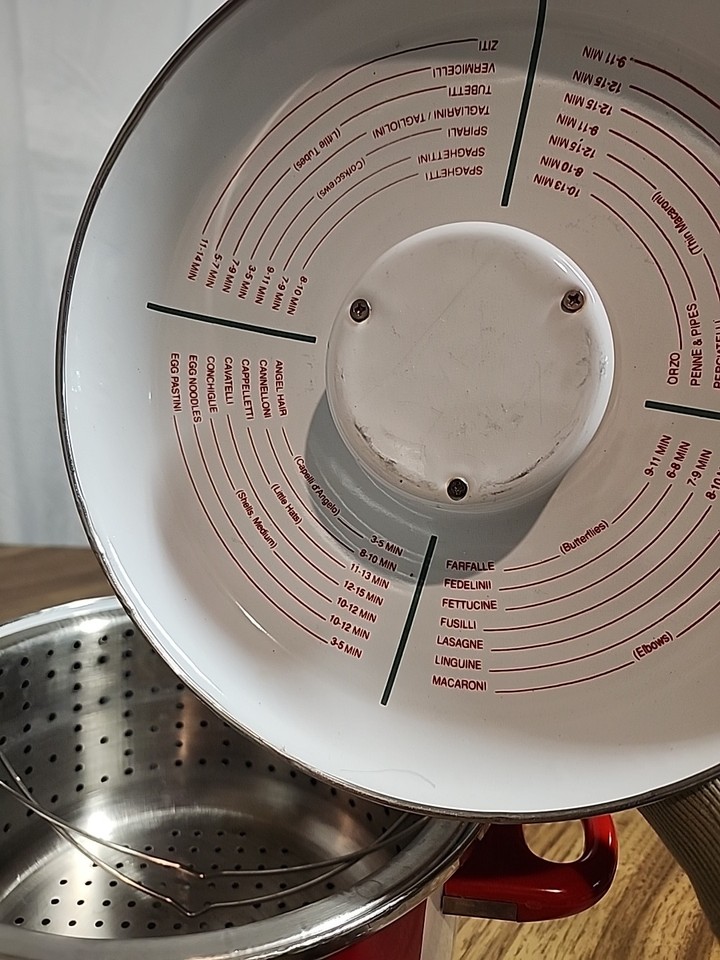 Vintage Pasta Time 6 QT Metrokane Enamel Cooking Pot With Strainer ...