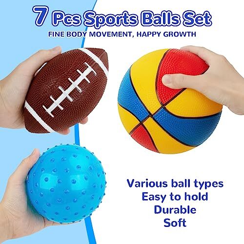 Balls for Toddlers 1-3,Toddler Sports Toys,Set of 7 Kids Ball Soft Foam ...