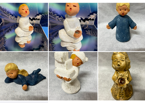 Singer Engel Jullar mit Kerzenhalter / Deko Figur liegend singend made ...