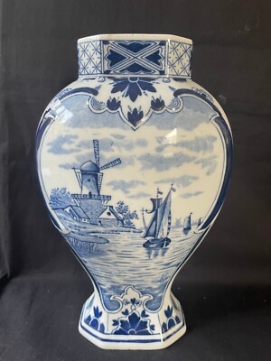 Antique Dutch Delft vase with typical dutch scene. Marked Bottom | eBay