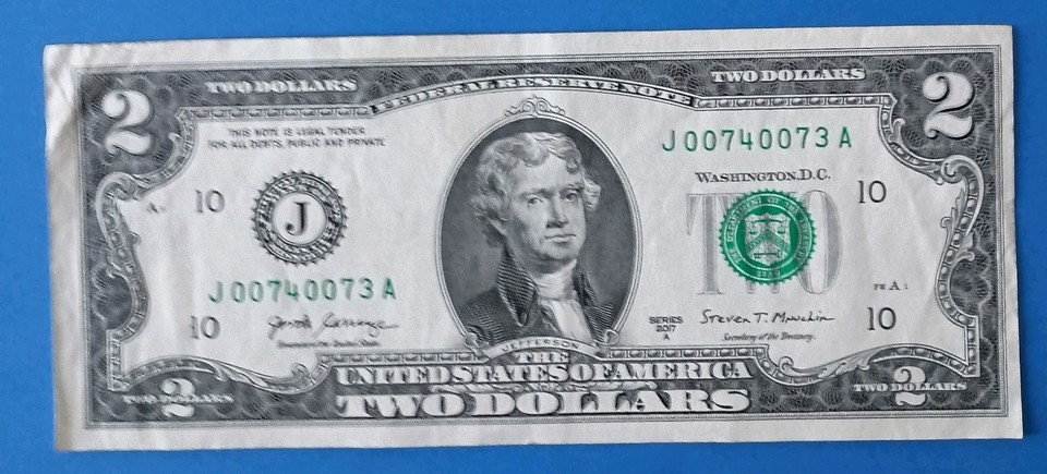 J00740073A $2 2017A Fancy Serial Number Two Dollar Bill Step Ladder ...