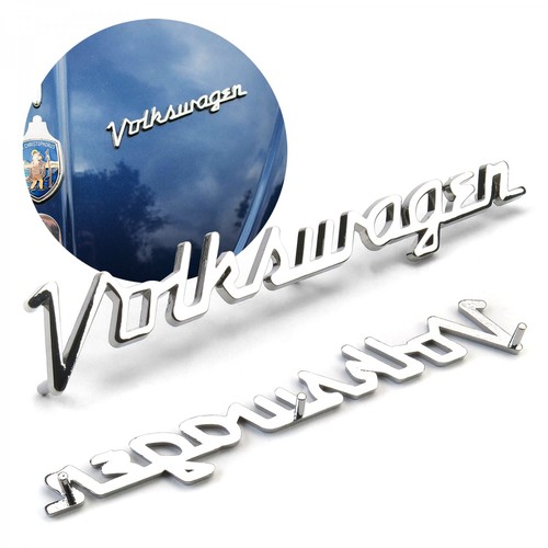 Vintage Style Chrome Volkswagen Script Emblem VW Bug Bus Ghia Type 1 ...