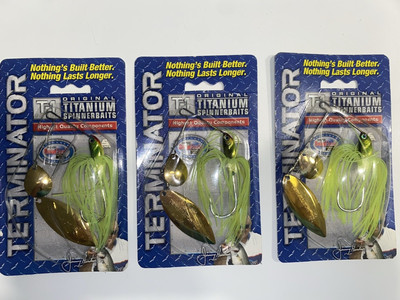 LAST WEEK - TERMINATOR T1 TITANIUM SPINNERBAITS - 3/8 OZ - GOLD TANDEM ...