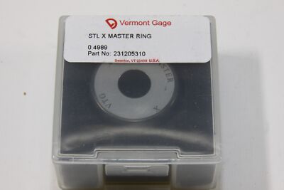 VERMONT GAGE MASTER RING GAGE STEEL X .4989 PN 231205310 | eBay