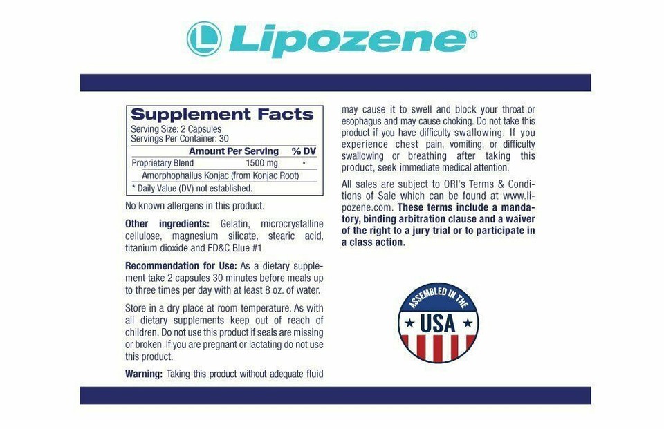 Lipozene LOSE PURE BODY FAT MAXIMUM STRENGTH 60 Caps WEIGHT LOSS ...