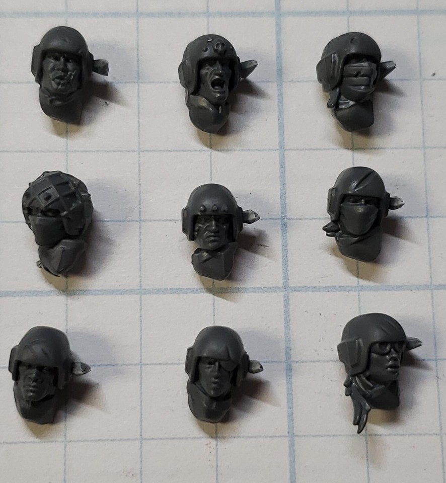 Warhammer 40k Kill Team Bits Blooded Traitor Guard Helmet Heads x13 Set ...