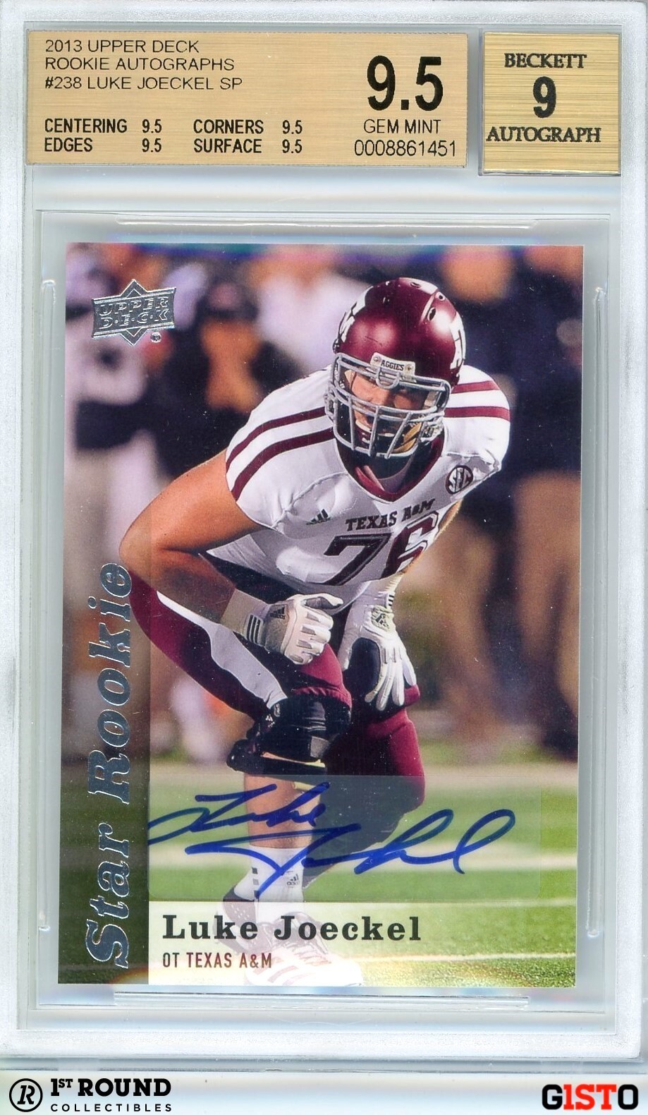 2013 Upper Deck - Star Rookie Autographs #238 Luke Joeckel (AU, RC) for ...