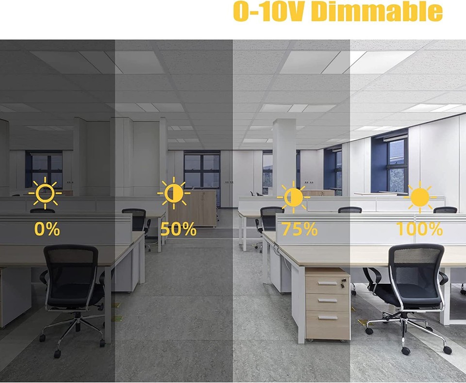 2x4 Ft 75W Flat Daylight Panel LED Lights Indoor Drop Ceiling Office ...