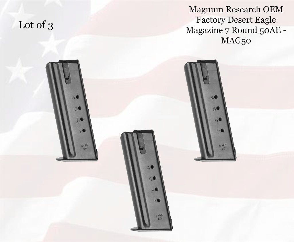 LOT of (3) Magnum Research OEM Factory Desert Eagle Magazine 7 Round ...