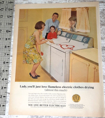 1966 Edison Electric Institute Vintage Print Ad Flameless Clothes Dryer ...