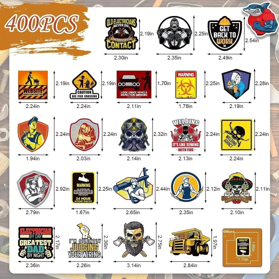 400 Pack Hard Hat Stickers Funny Tool Box Sticker Helmet Welding ...
