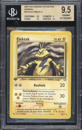 2001 Pokemon GERMAN 1st Edition Neo Genesis Elektek-Electabuzz 33/111 ...