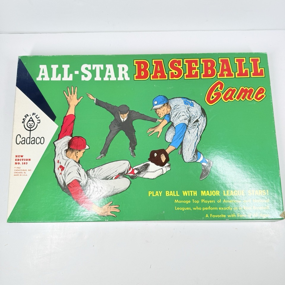 Cadaco All-Star Baseball Board Game Set 1962 No.183 Complete In Box ...