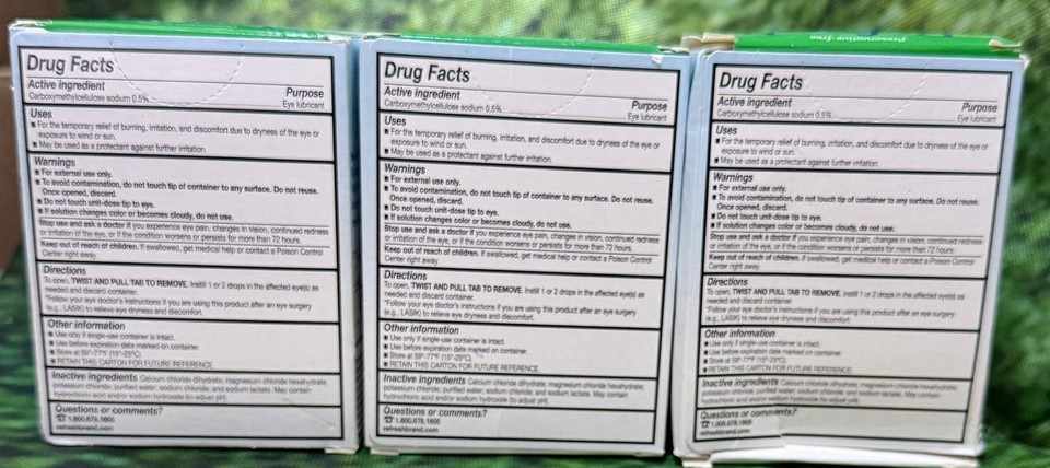 (3)Refresh Plus Lubricant Eye Drops 30 Single Use 0.01oz Exp 05/26, 6/ ...