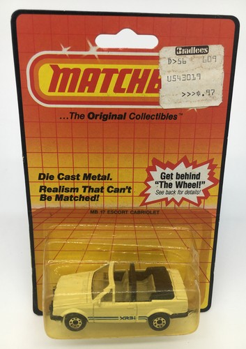 NOC 1/64 MATCHBOX 1983 FORD ESCORT CABRIOLET MB17 XR3i WHITE VTG HTF | eBay